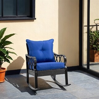 Outsunny Outdoor Wicker Rocking Chair,Rattan Porch Rocker Chair - Bed ...