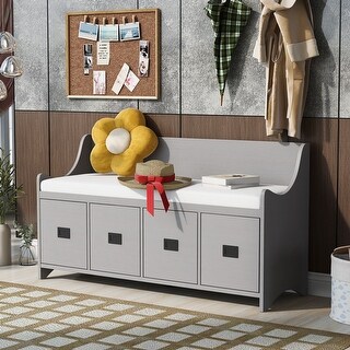 Movable Cushion Storage Bench with 4 Drawers and Backrest - Bed Bath ...