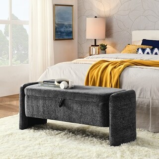 Grey Bedroom End of Bed Bench Upholstered Seat with Wooden Frame ...