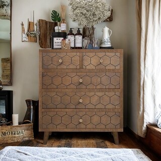 Handcrafted Accent Dresser with 5-Drawers, Retro Style Organizer ...