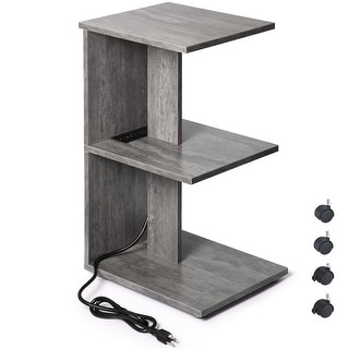 End Table with Charging Station, Narrow Side Tables for Small Spaces ...
