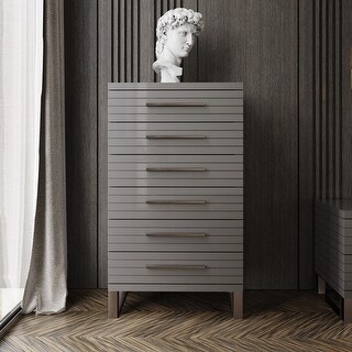 Modrest Splendor Grey High Gloss Slatted Chest - Bed Bath & Beyond ...