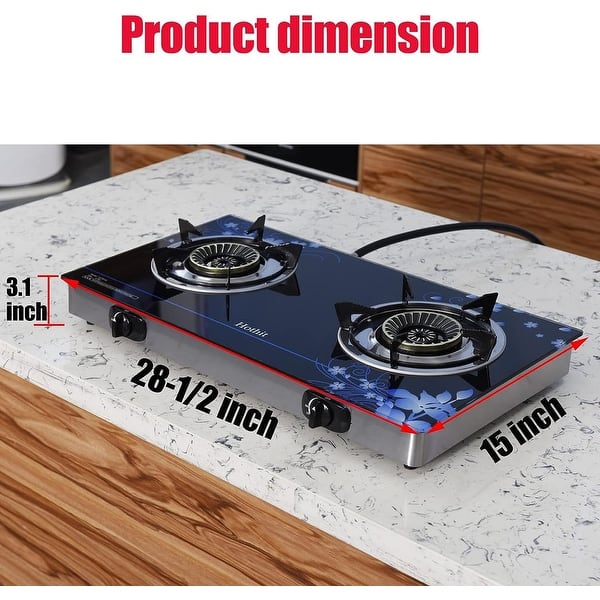 28.5 in. 2 Burners Portable Gas Cooktop in Stainless Steel with ...