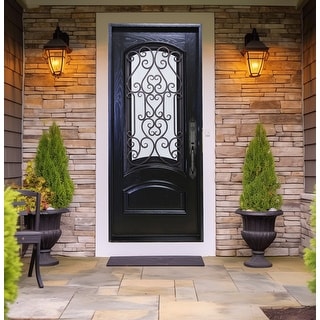 KaMic 36" x 80" Resilient PU Composite Exterior Front Door Left-Inswing ...
