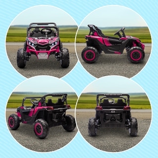 Pink 24V UTV Ride-On, 4MPH, Music & Lights for Kids Ages 3-8 - Bed Bath ...