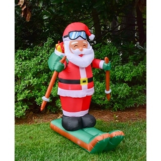 Santa on Skis 60in Christmas Inflatable - 44"L x 47"W x 60"H - Bed Bath ...