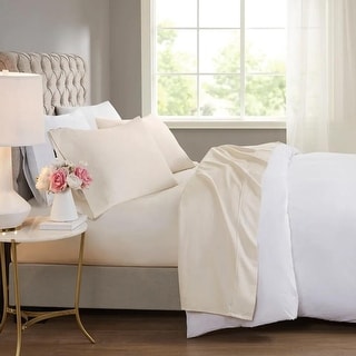 4pc Queen 600 Thread Count Cooling Cotton Blend Sheet Set Ivory - Bed ...