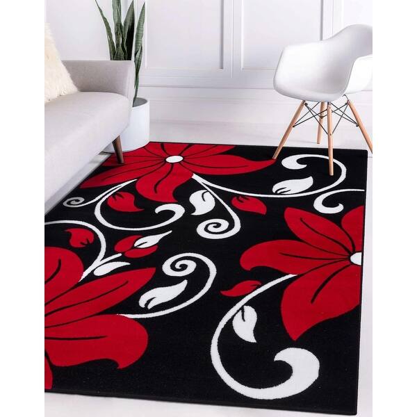 LUXE WEAVERS Modern Floral Area Rug, Medium Pile, Stain-Resistant Rug ...