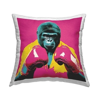 Stupell Pink Boxing Ape Printed Outdoor Throw Pillow Design by Irena ...