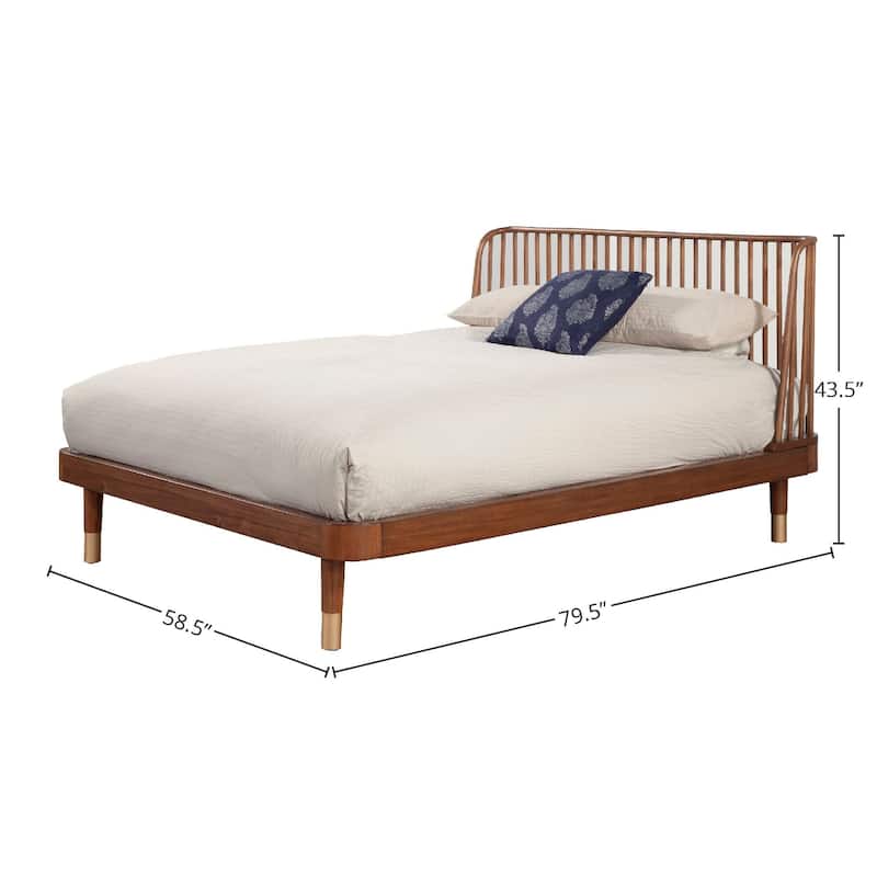 Alpine Furniture Belham Wood Platform Bed in Dark Walnut (Brown ...