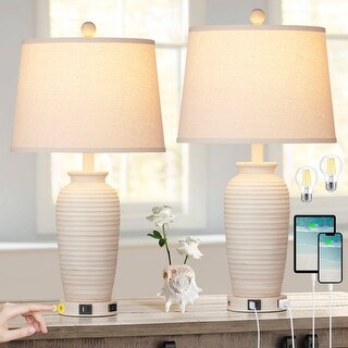 Maribeth Vintage Casual Sage Table Lamp - Set of 2 - 14"W x 9"D x 28"H ...