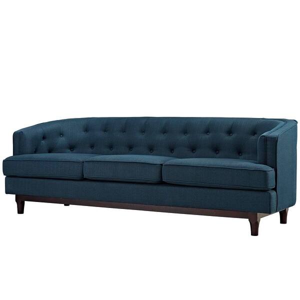 Malone Mid-century Modern Blue Fabric Upholstered Sofa - Bed Bath ...