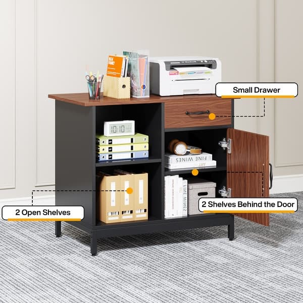 Large 63" L-Shaped Executive Office Desk with 31undefined File Cabinet ...