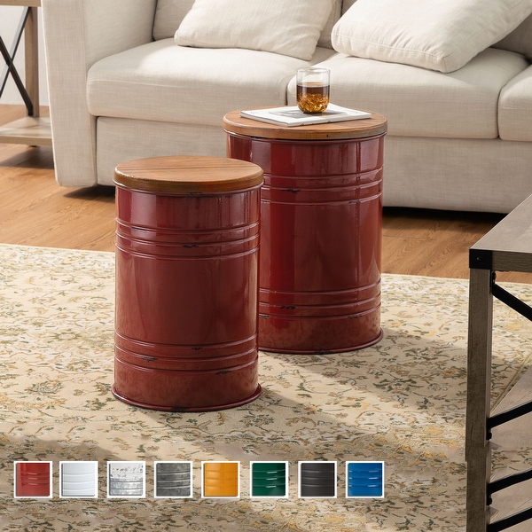Glitzhome Set of 2 19 H Farmhouse End Table Storage Ottoman On Sale Bed Bath Beyond 31908224