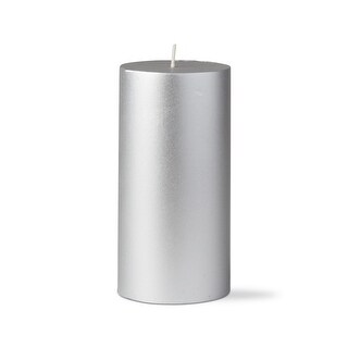Silver Metallic Pillar Paraffin Wax Candle 3X6 Unscented Drip-Free Long ...