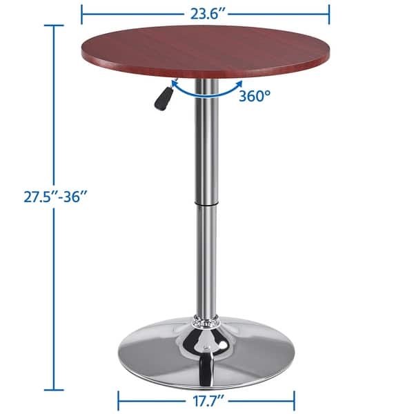 Yaheetech Adjustable Pub Round Table 360 Swivel for Bistro Home Bar ...