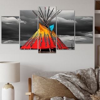 Designart "Colorful Grey Native Tipi Soulful Connections" Native ...