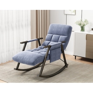 Leisure Velvet Sofa Single Rocking Chair with Adjustable High Back,Side ...