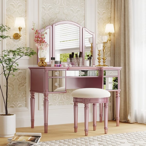 makeup vanity set with stool