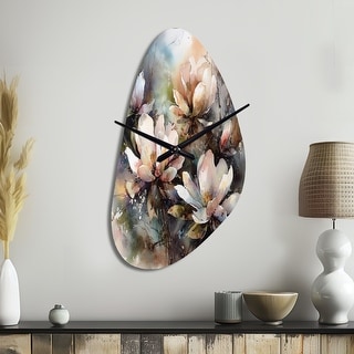 Designart - Pink Magnolia Symphony II - Magnolias Large Wall Clock in ...