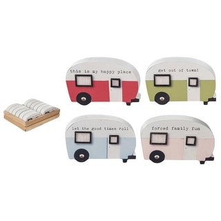 Transpac Wood Retro Mini Camper Decor In Crate Set 4 Home Decorations ...
