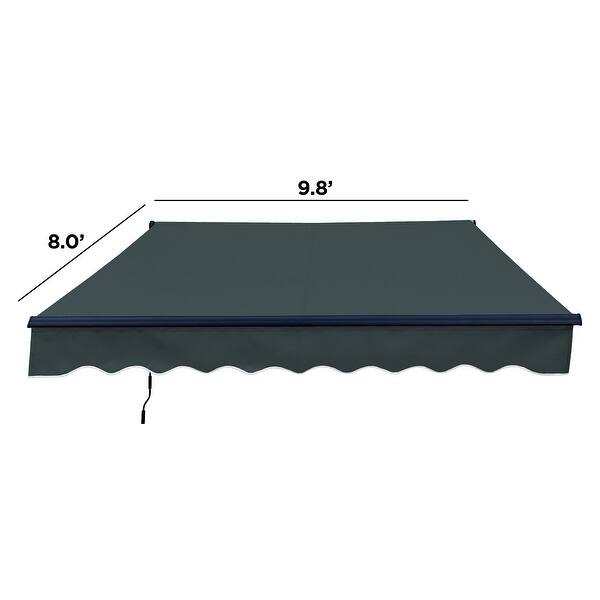 ALEKO Retractable Home Patio 10 x 8 feet Awning Green Canopy Black ...