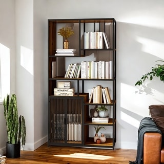 Multipurpose Bookshelf Storage Rack with Enclosed Storage Cabinet, for ...