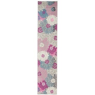 2' x 10' Gray and Pink Tropical Flower Runner Rug - 3'6" - Bed Bath ...