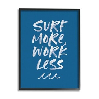 Stupell Surf More Work Less Nautical Phrase Ocean Waves Framed Wall Art ...