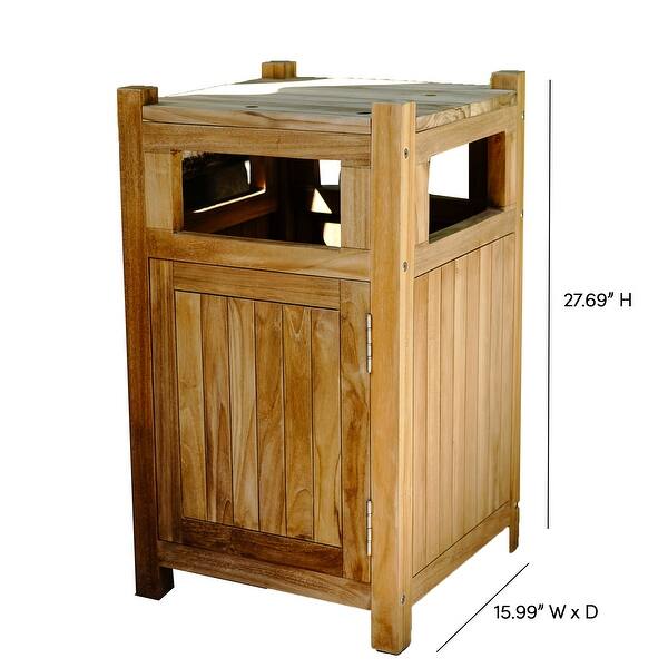Laurel Teak Outdoor Hamper Outdoor Waste Basket - Bed Bath & Beyond ...