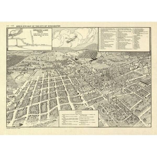 Vintage Map Of Winchester Virginia 1926 City Of Winchester County ...