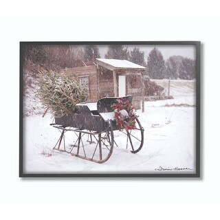 Stupell Snow Sleigh with Tree and Wreath Photograph, 11 x 14, Design By Artist Penny Lane ...