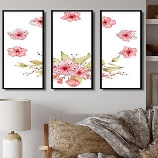 Designart "Sakura Blossom Petal Wreath" Traditional Framed Canvas Wall ...