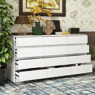 12 Drawer Dresser for Bedroom with Deep Drawers Large Floor Wood Chest ...