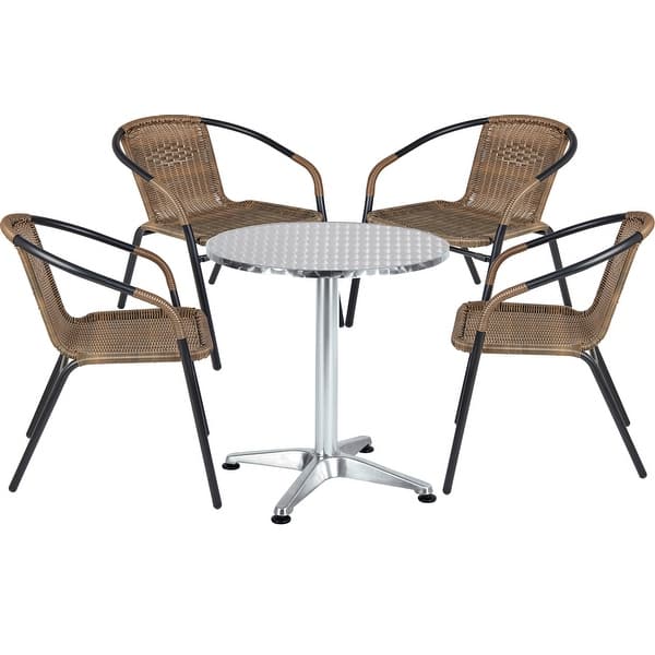 BTEXPERT Indoor Outdoor 23.75" Round Restaurant Table Steel Aluminum ...