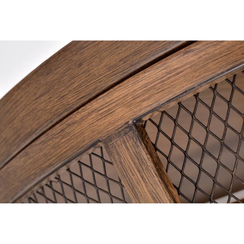 Clayton Rustic Wood Grain 3-Light Metal Bowl Mesh Shade Flush Mount ...