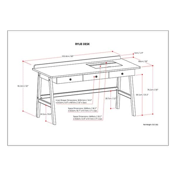 WYNDENHALL Lisa SOLID WOOD Transitional 60 inch Wide Desk in Natural Aged Brown - Bed Bath ...