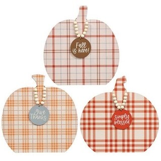 Plaid Fall Sayings Charm Pumpkin Easel 3 Asstd. - 10" x 0.25" x 10.5 ...