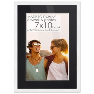 9x12 White Picture Frame with 6.5x9.5 Black Mat Opening for 7x10 - Bed ...