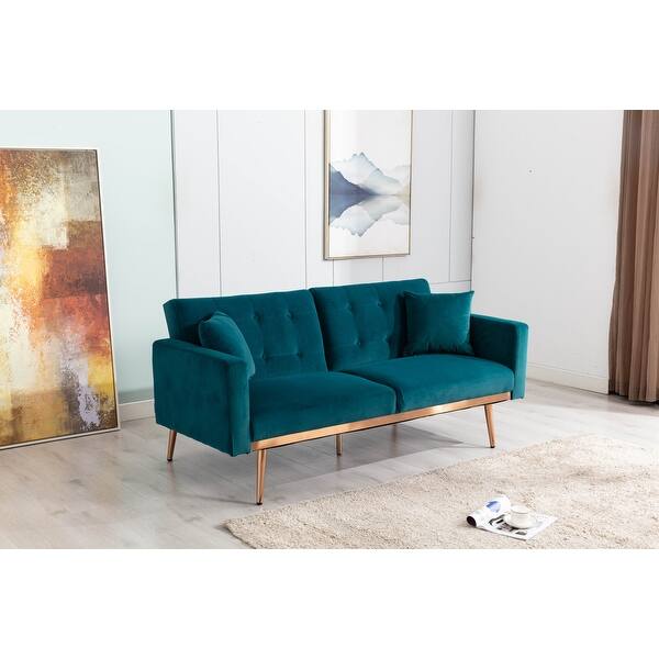 SPFA , Velvet Sofa , Accent sofa .Loveseat Sofa with Rose Gold Metal Feet and Teal Velvet - Bed ...