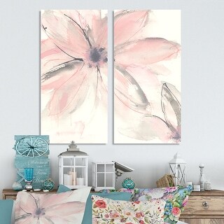 Designart "Pink Shabby Floral II" Shabby Chic Canvas Wall Art Print 2 ...