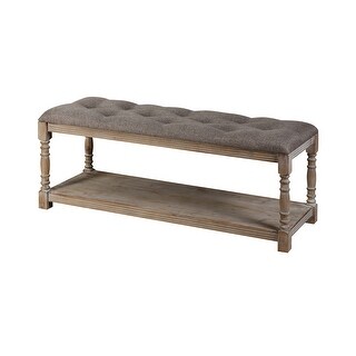 Colin Upholstered Tufted Seat Wood Bench with Turned Corner Posts and ...