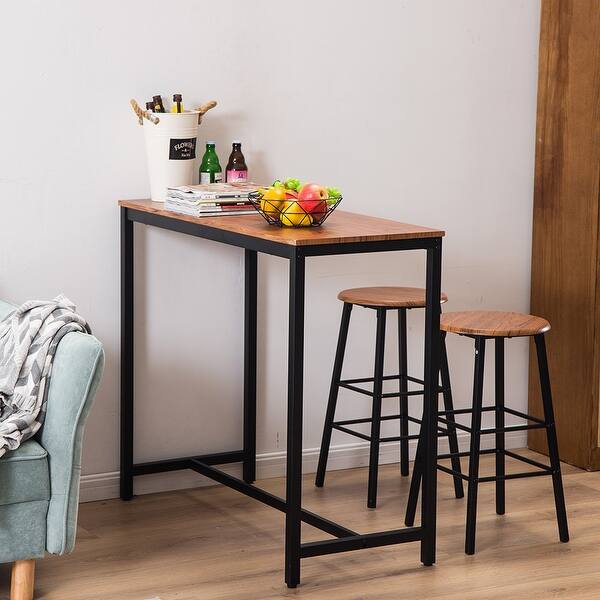 Wood Grain Simple Bar Table Tound Bar Stool(One Table And Two Stools ...