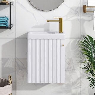 Wall Mounted Bathroom Vanity Unit with Ceramic Basin - Bed Bath ...
