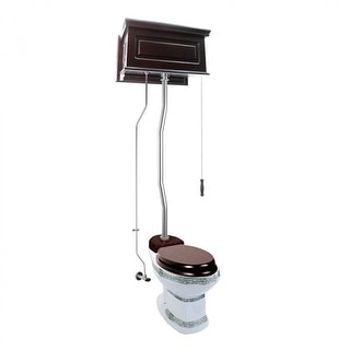 High Tank Pull Chain Toilet Dark Oak Wooden Raised Tank 59" to 74 ...