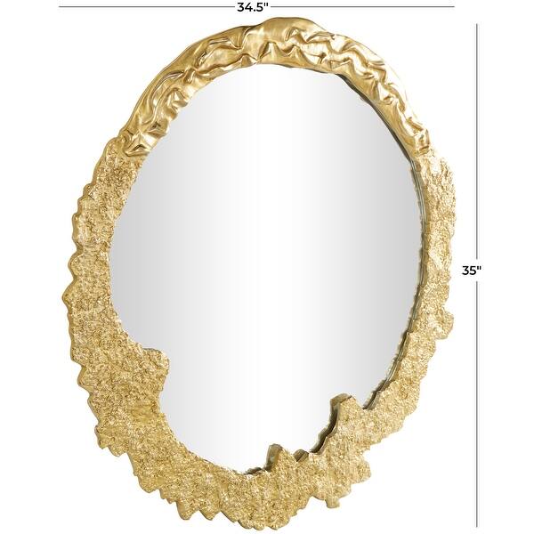 Gold Aluminum Wall Mirror with Unfinished Texture - 35"D - Bed Bath ...