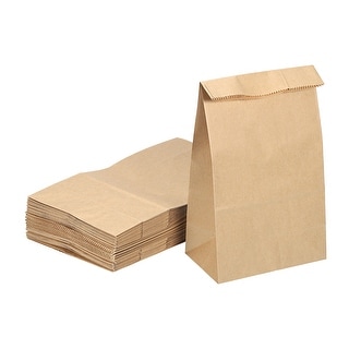 Paper Bags Brown Paper Grocery Bag 3lb 5.1x3.1x9.4 inch 60g, Pack of 50 ...