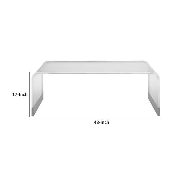 Axa 48 Inch Modern Coffee Table, U Shaped Clear Acrylic Frame, Steel ...