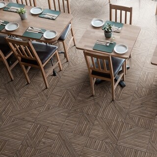 Merola Tile Tangram Wood Walnut 17-3/8" x 17-3/8" Porcelain Floor and ...