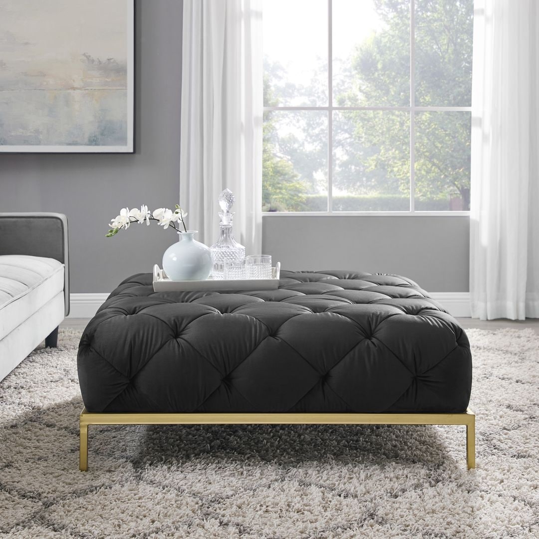 Velvet tufted ottoman square store